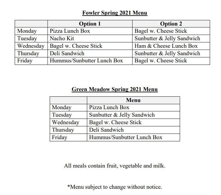 GM & FS Spring 2021 Lunch Menu | Maynard Public Schools